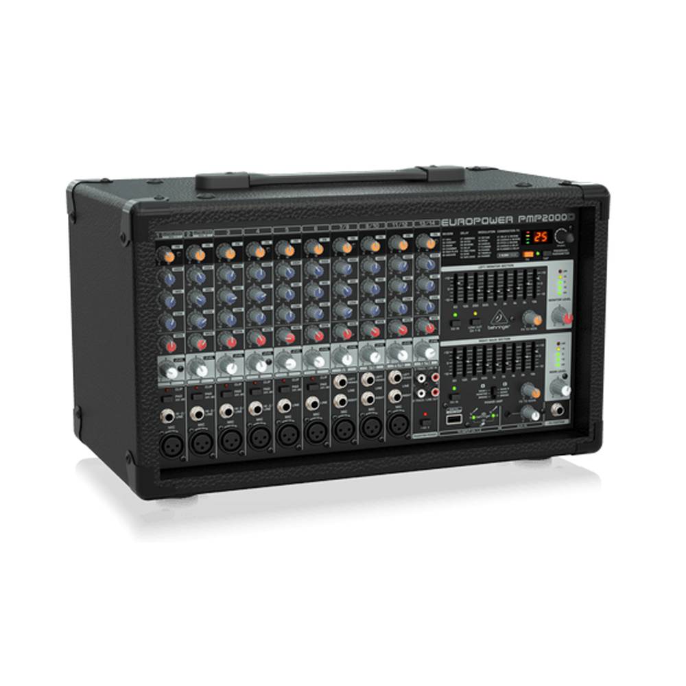 Behringer PMP2000D 2000W 14-Channel Powered Mixer with Klark Teknik ...