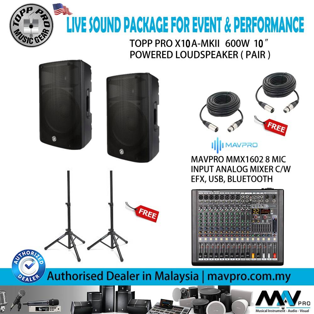 TOPP PRO X10A-MKII 600W 10” POWERED LOUDSPEAKER ( PAIR ) l Mavpro Malaysia