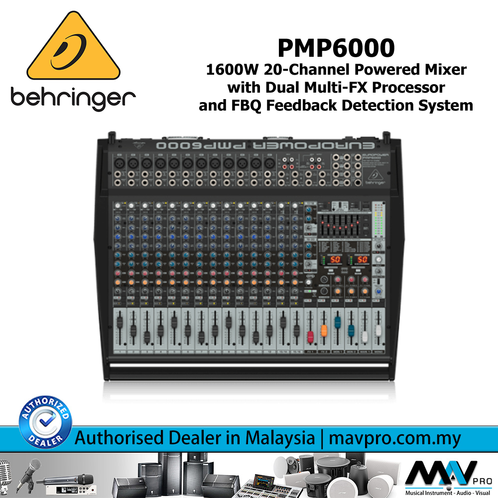 Behringer PMP6000 1600W 20-Channel Powered Mixer with Dual Multi-FX ...