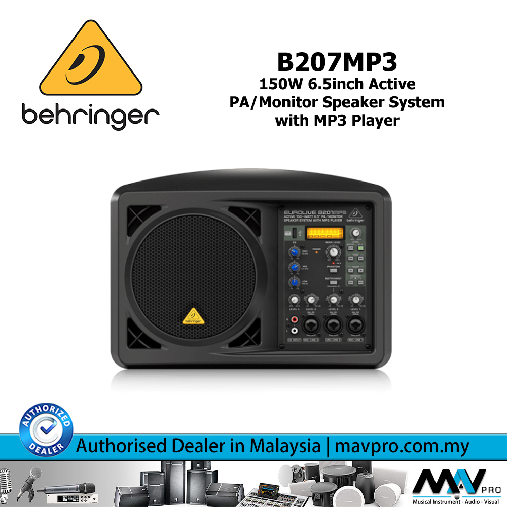 Behringer B207MP3 150W 6.5inch Active PA/Monitor Speaker System with ...